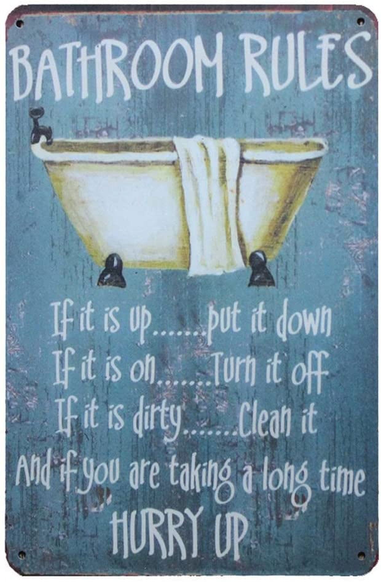 Mega-Deal Bathroom Rules Rustic Bathroom Decor Retro Vintage Look Wall ...
