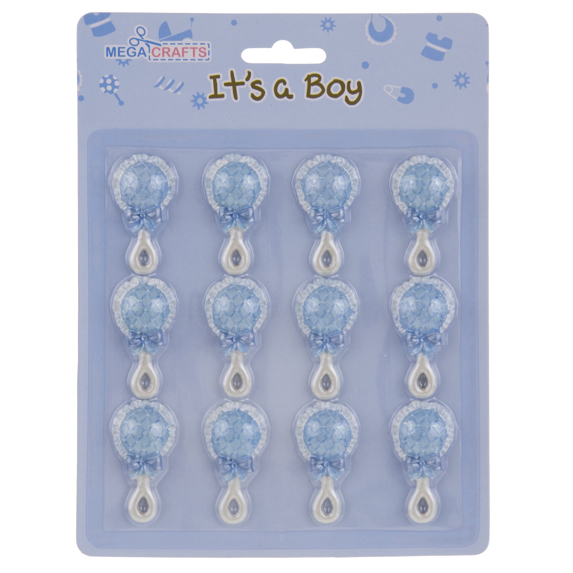 Mega Favors Keepsake Figurine 12 pcs Blue Baby Rattle Poly Resin ...