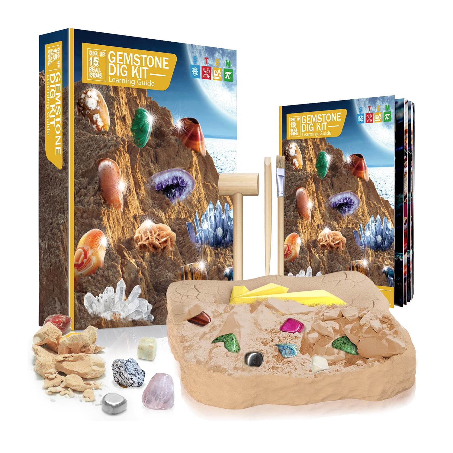 Mega Gemstone Dig Kit – Dig Up 15 Real Gems, Science & Educational Toys ...