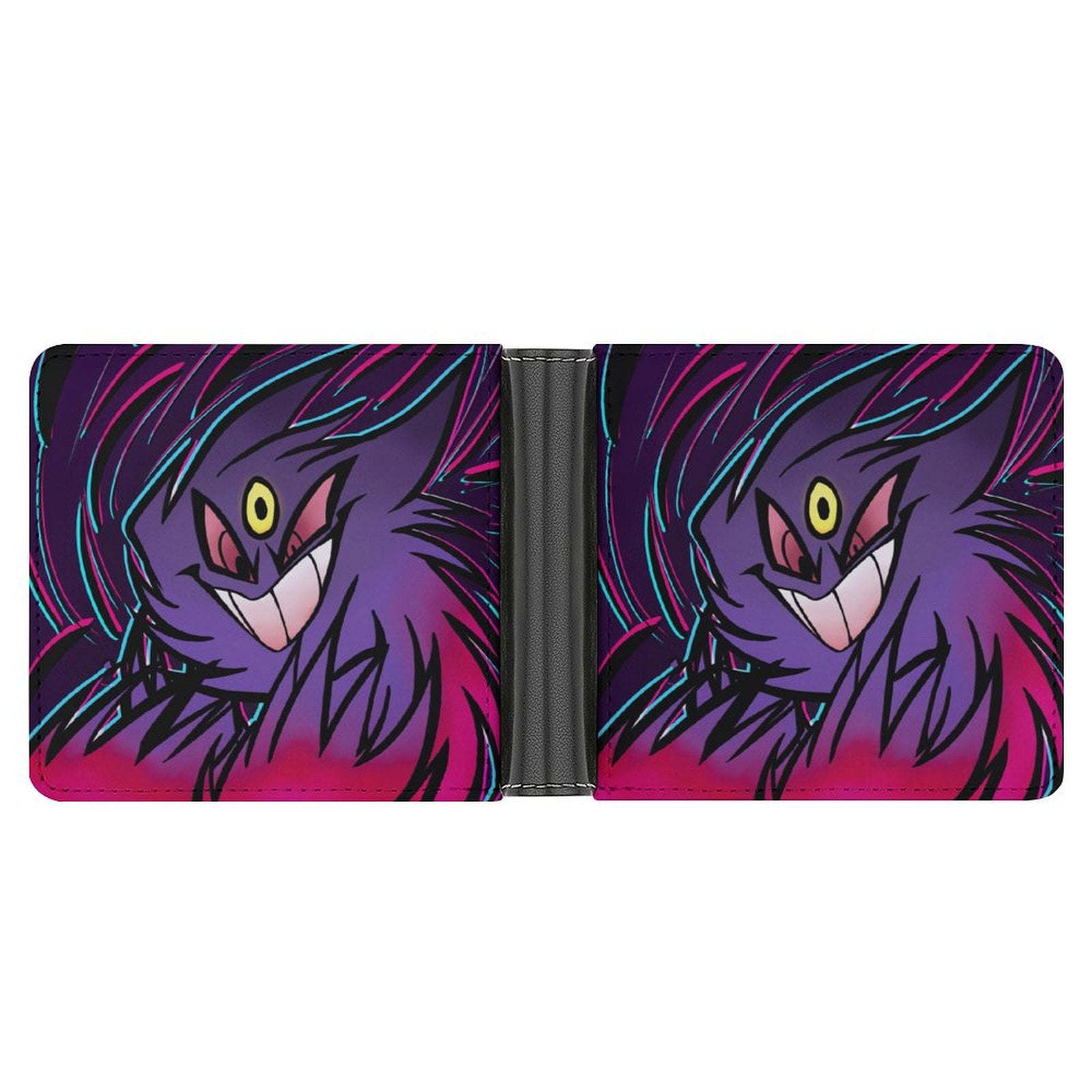 Mega Gengar PU Leather Bifold Wallet Money Organizers Gift With Card ...