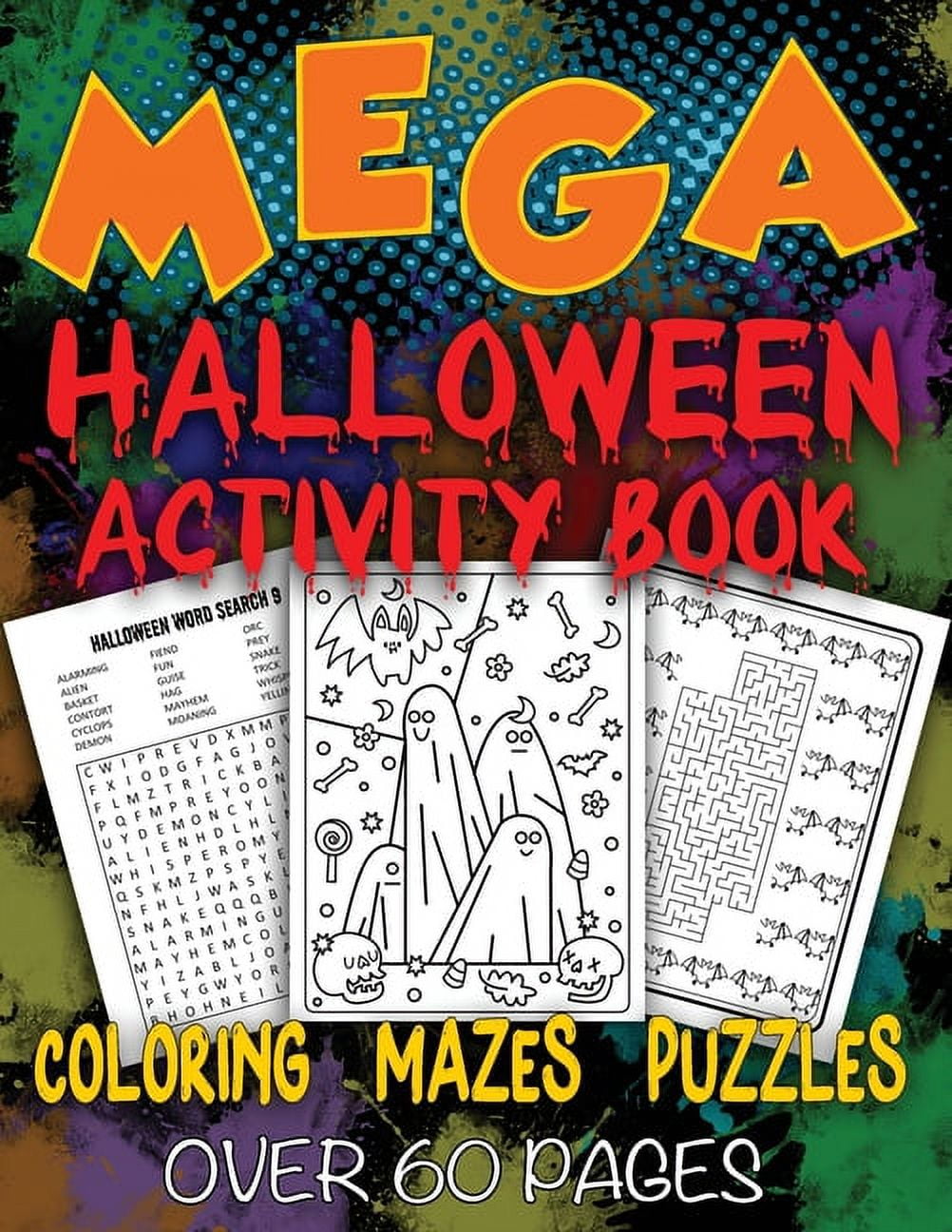 Mega Halloween Activity Book: Coloring - Mazes - Word Searches - Fun ...