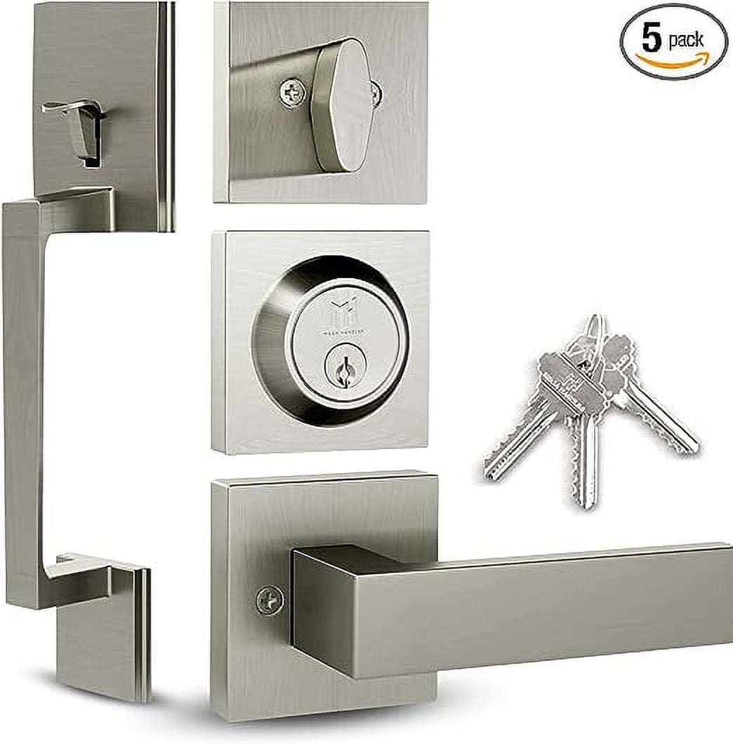 Mega Handles Entry Door Lock Set, Modern Single Cylinder Handle for ...