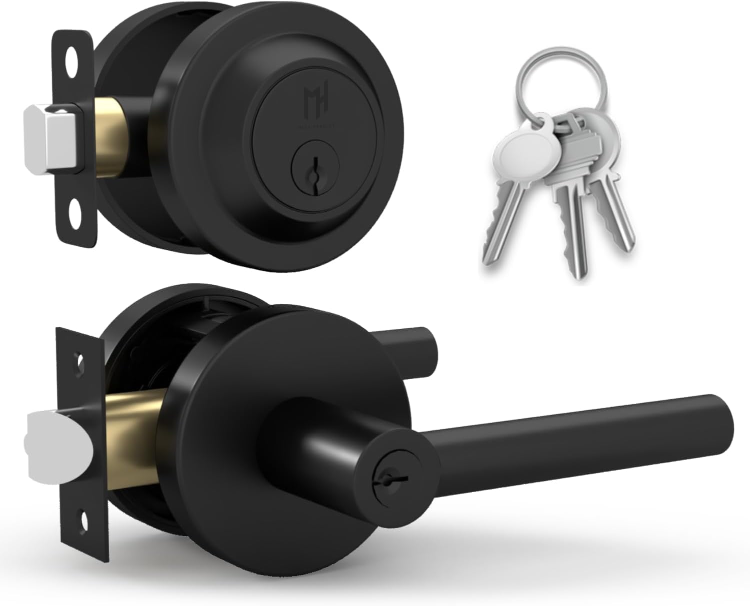 Mega Handles | Ronn Door Lever and Deadbolt Combo | Matte Black - Walmart.com
