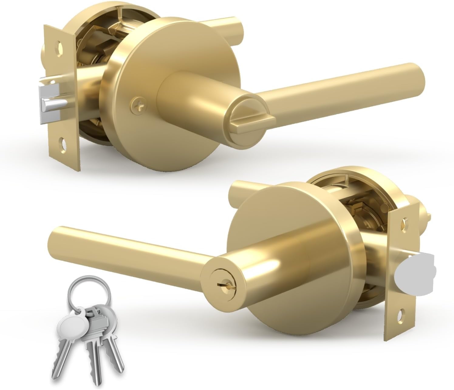 Mega Handles Ronn Entry Door Lever | Round Rosette, Stainless Steel ...