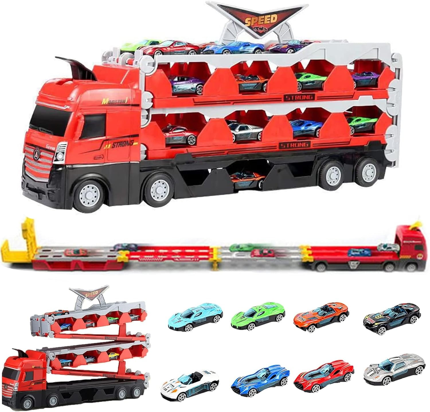 Mega Hauler Truck with Ejection Race Track, New Big Truck 5Ft Folding ...