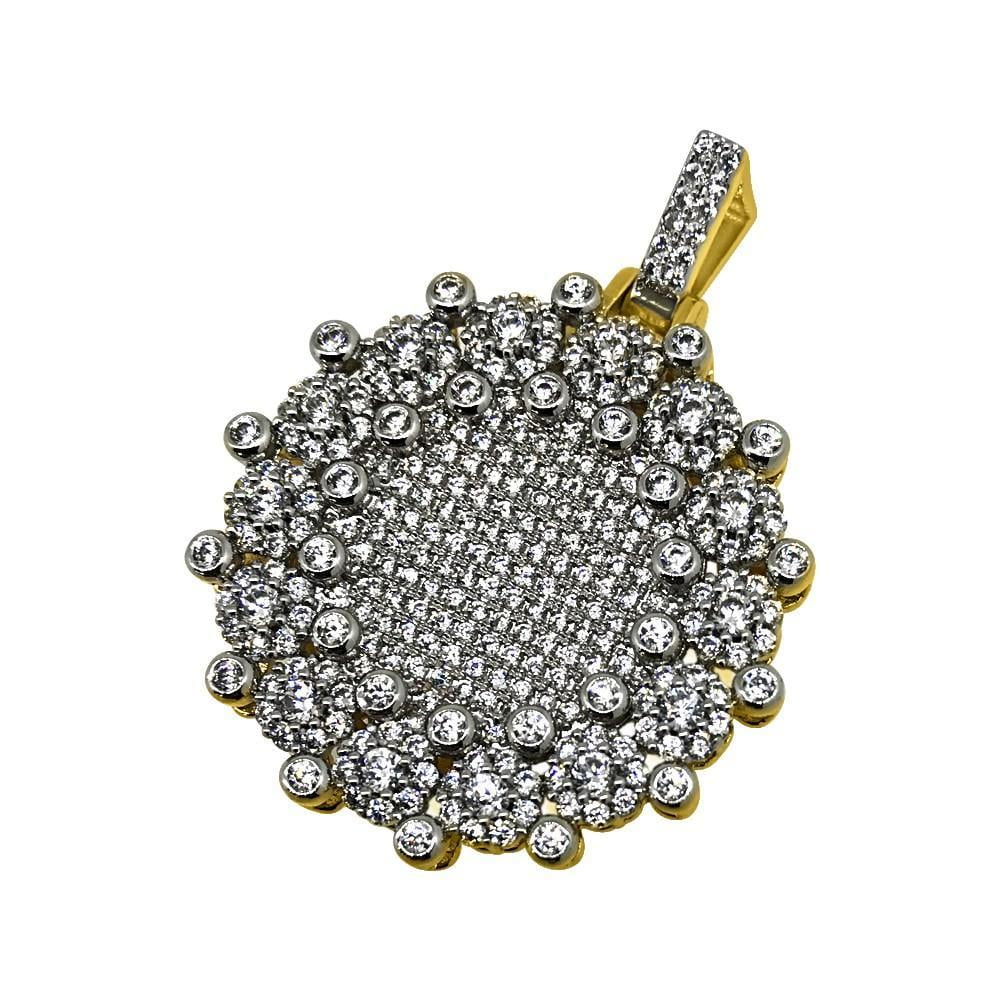 Mega Icey CZ Bling Bling Circle Gold Pendant - Walmart.com