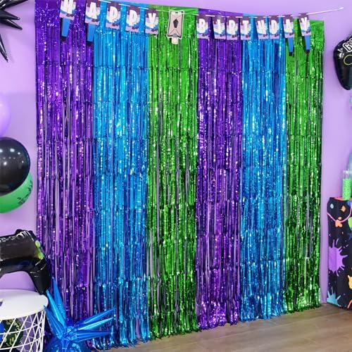 Mega-L for Night Video Game Birthday Decorations, 2Pack Purple Blue ...