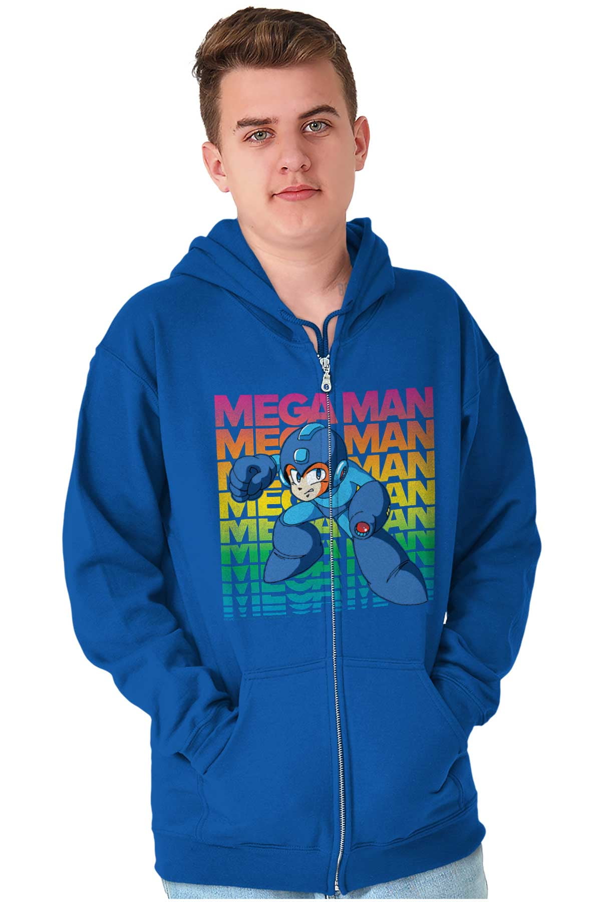 Mega Man 90s Anime Cartoon Character Unisex Plus Size Zip Hoodie Brisco ...