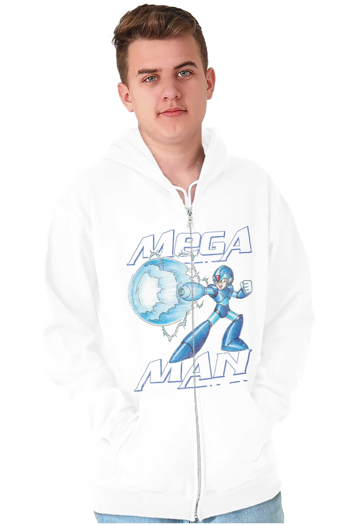 Mega Man Classic 90s Anime Character Zip Up Hoodie Men's Women's Brisco ...