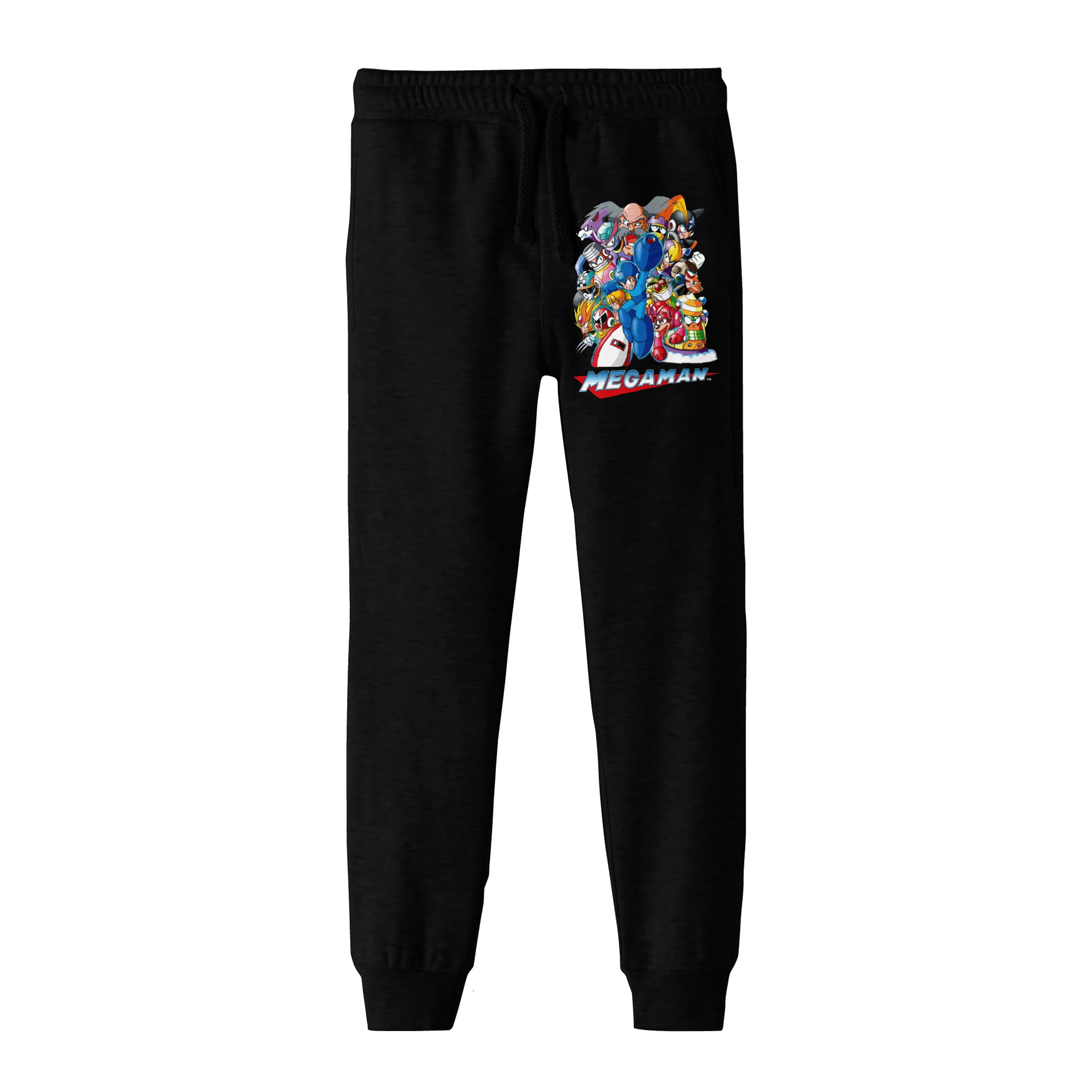 Mega Man Classic Character Group Key Art Youth Black Jogger Pants-Small ...