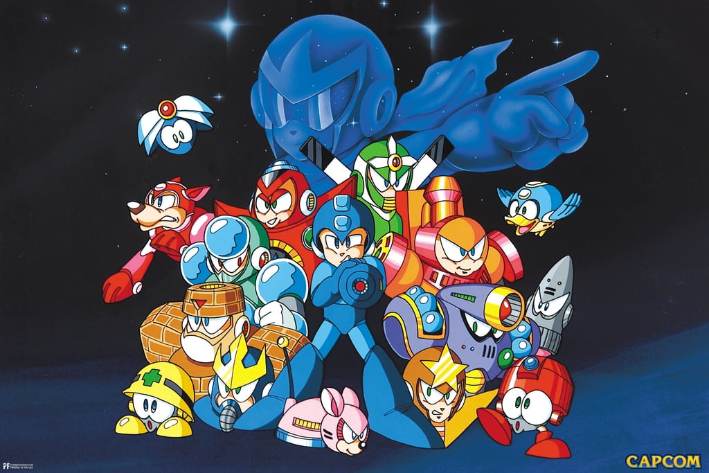 Mega Man Group Art Video Game Video Gamer Classic Retro Vintage 90s ...
