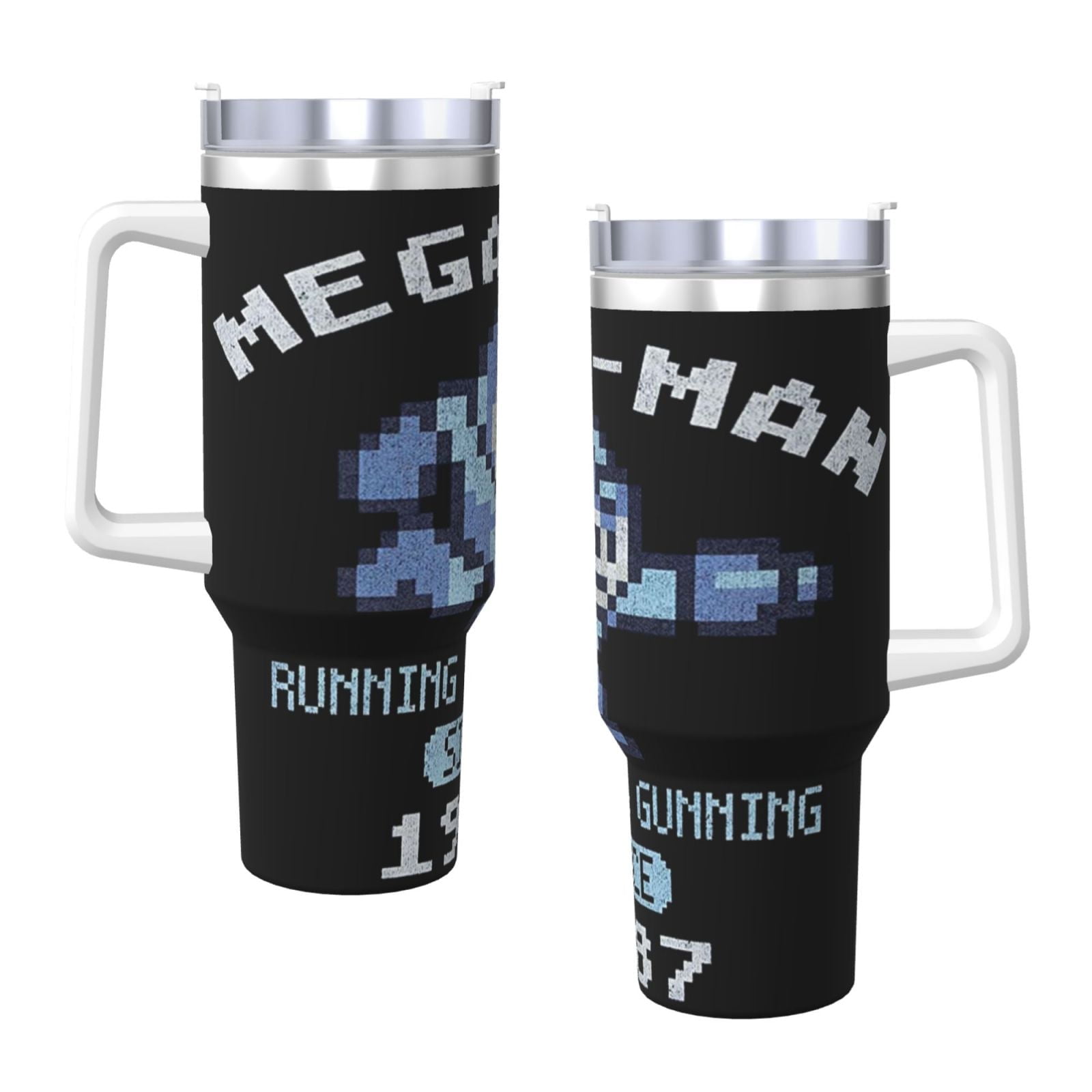 Mega Man Running And Gunning Since 40 Oz Tumbler With Handle And Straw ...