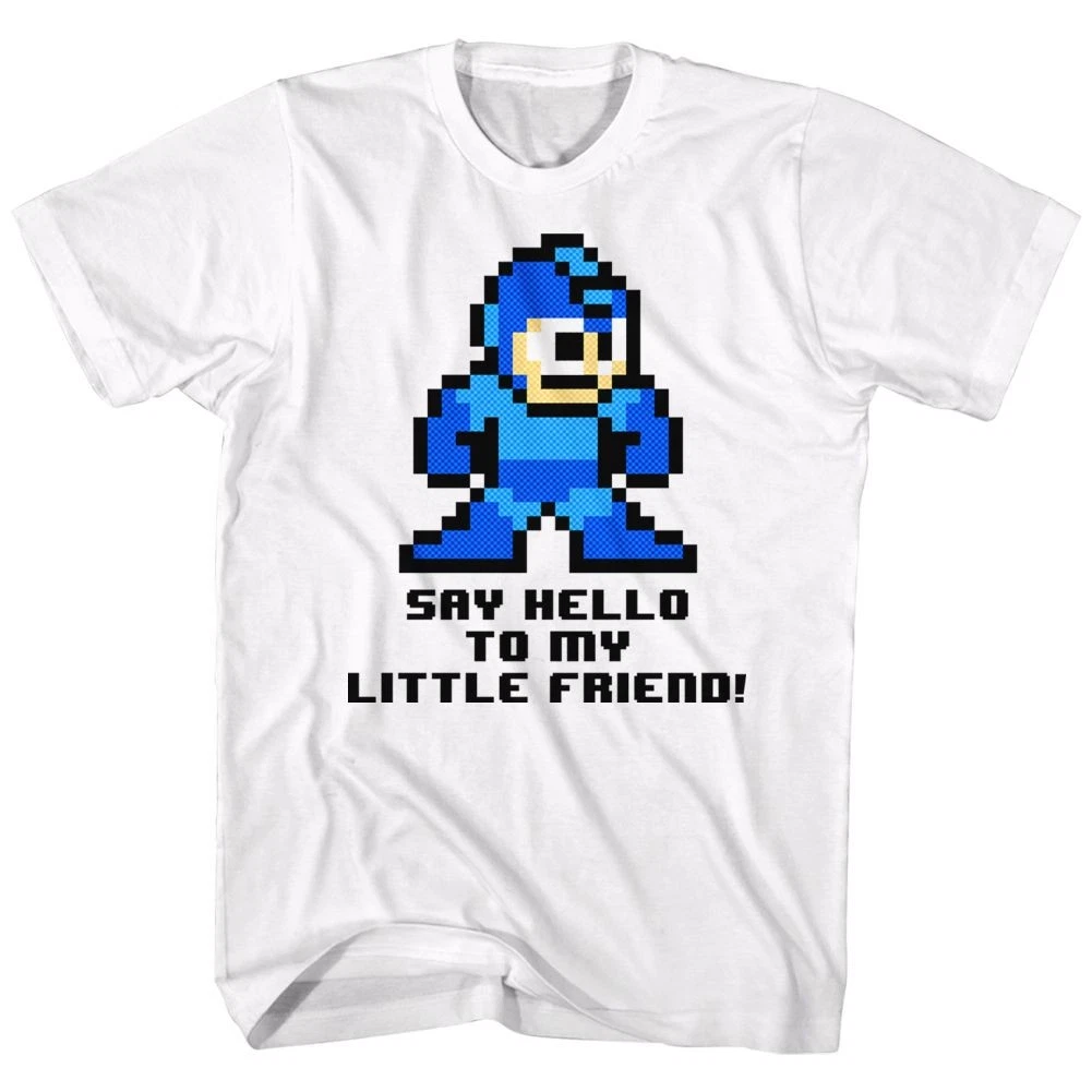 Mega Man Say Hello To My Little Friend White Gaming Shirt - Walmart.com