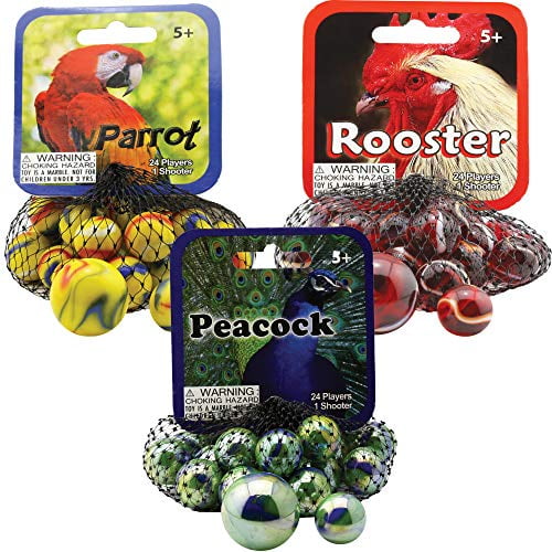 Mega Marbles 3 Pack - Rooster, Parrot, & Peacock Game Nets - Includes 1 ...