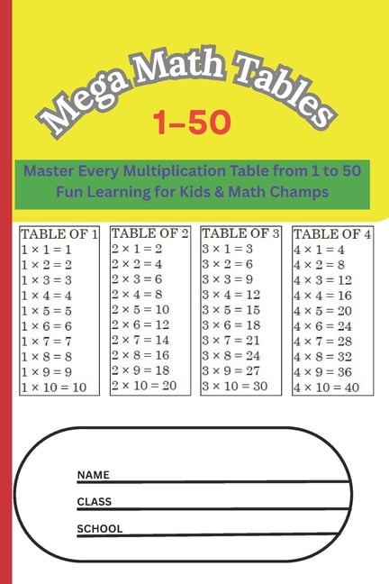 Mega Math Tables: 1-50: Master Every Multiplication Table from 1 to 50 ...