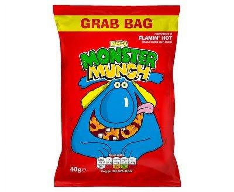 Mega Monster Munch Grab B ag Flamin Hot Flavour Baked Corn Snack (40g x ...