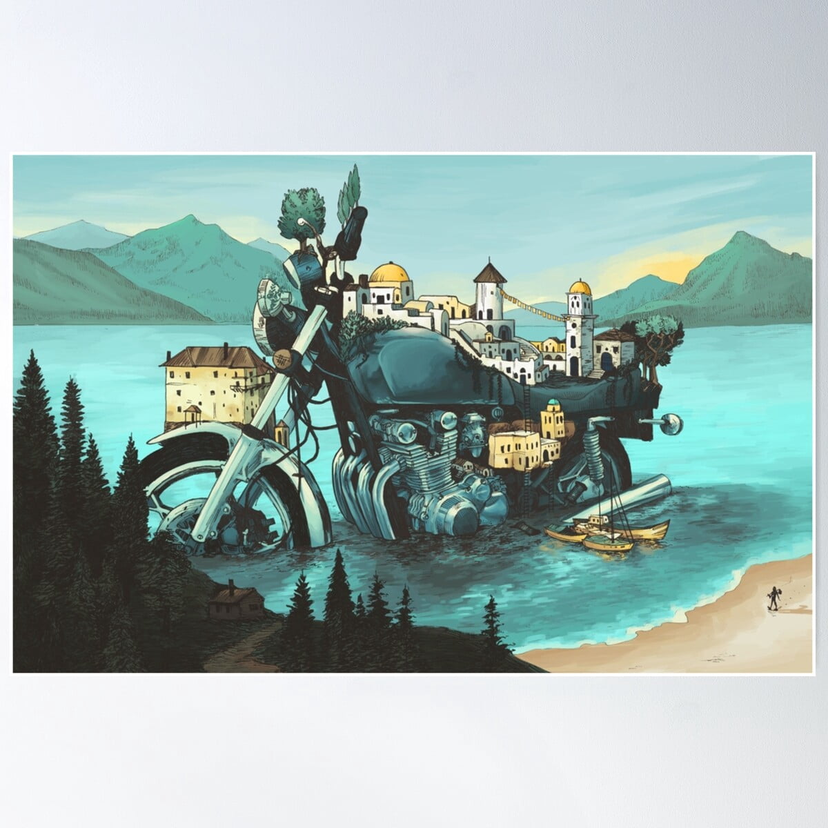 Mega Moto Island Poster Wall Art, Modern Wall Decor For Living Room ...