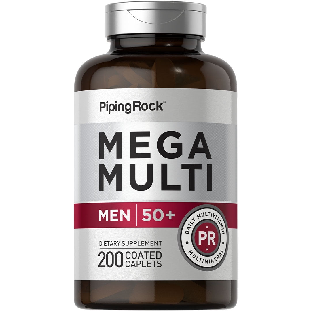 Mega Multi for Men 50 Plus | 200 Coated Caplets | Non-GMO, Gluten Free ...