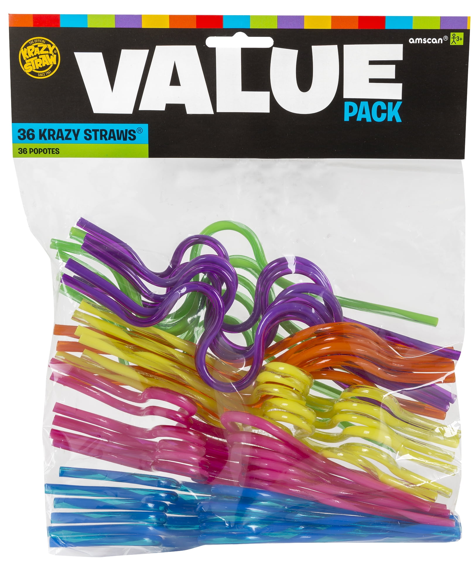 Mega Pack Krazy Straw, Assorted Colors, 36-Count - Walmart.com