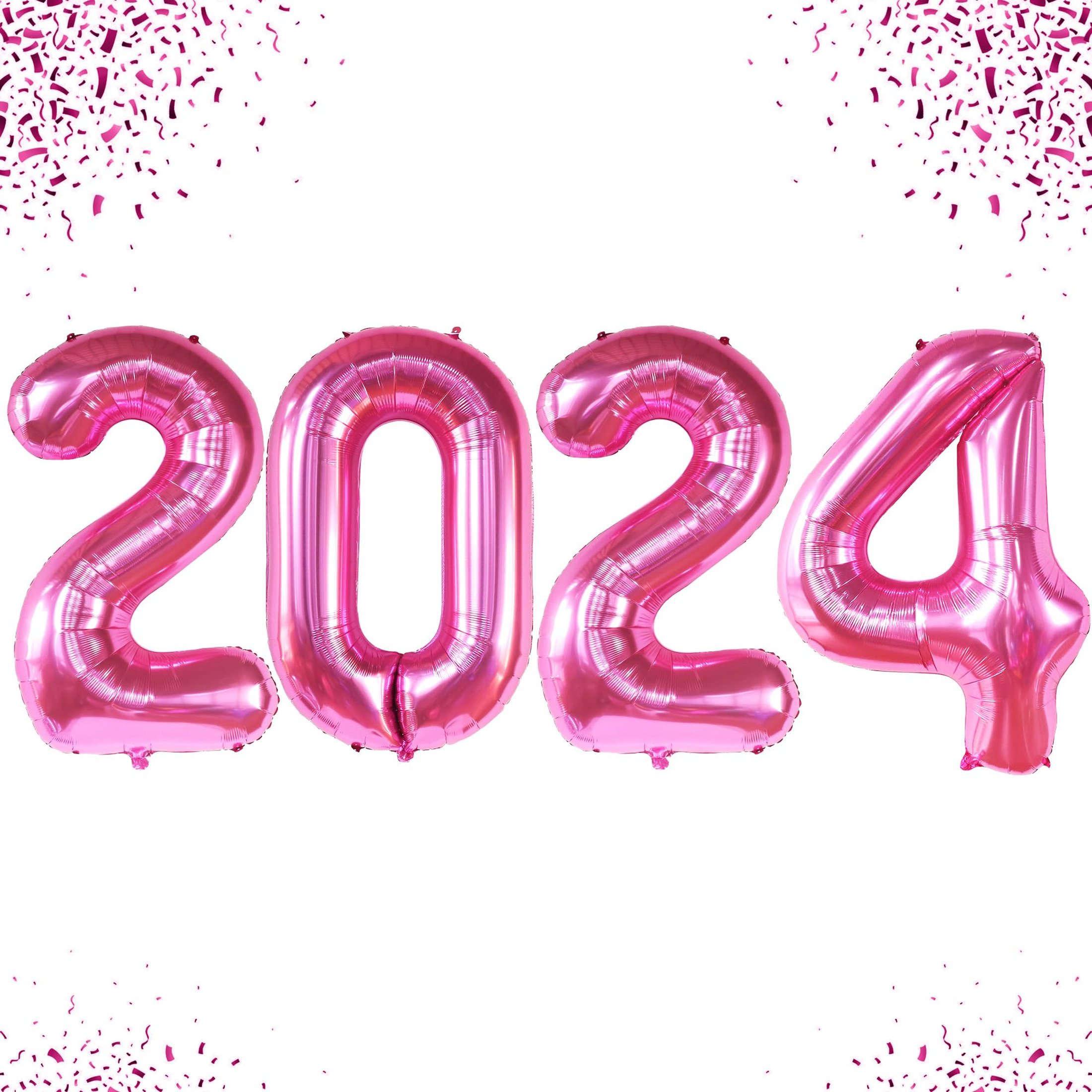 Mega Pink 2024 Grad Balloons - Jumbo 42" Numbers for Class of 2024 ...