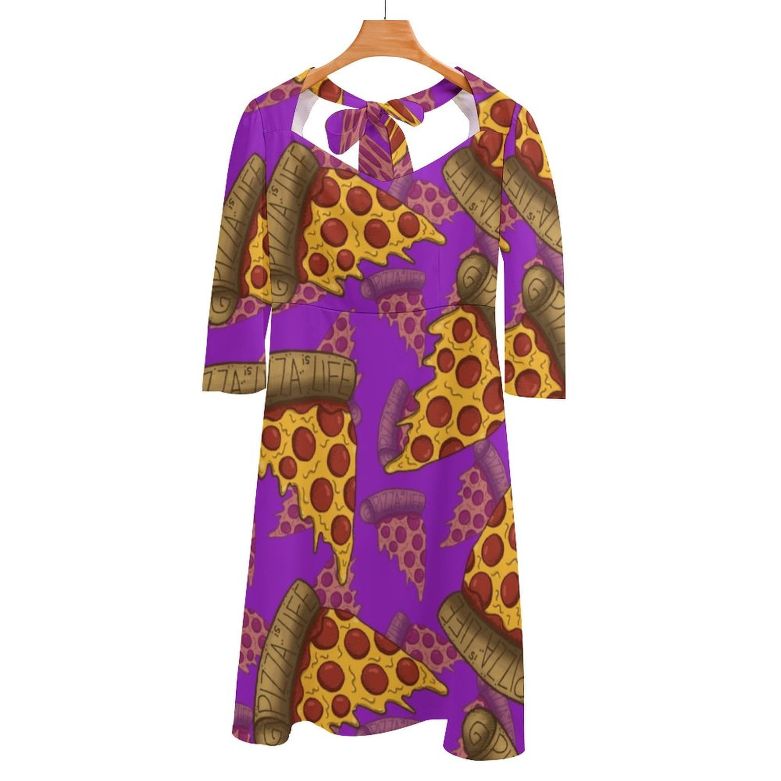 Mega Pizza Party! Back Lacing Backless Dress Square Neck Dress Sweet ...