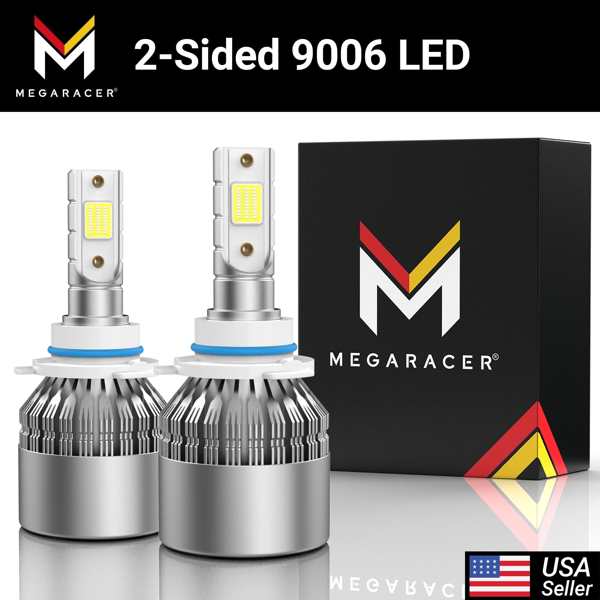 Mega Racer 2 Sided 9006 HB4 LED Headlight Bulb 2 PACK - 6000K Diamond ...