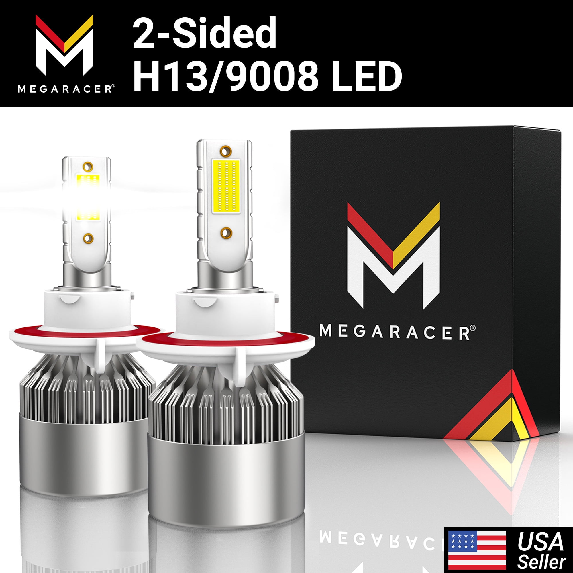 Mega Racer 2 Sided H13 9008 High Low Beam LED Headlight Bulb 2 PACK ...