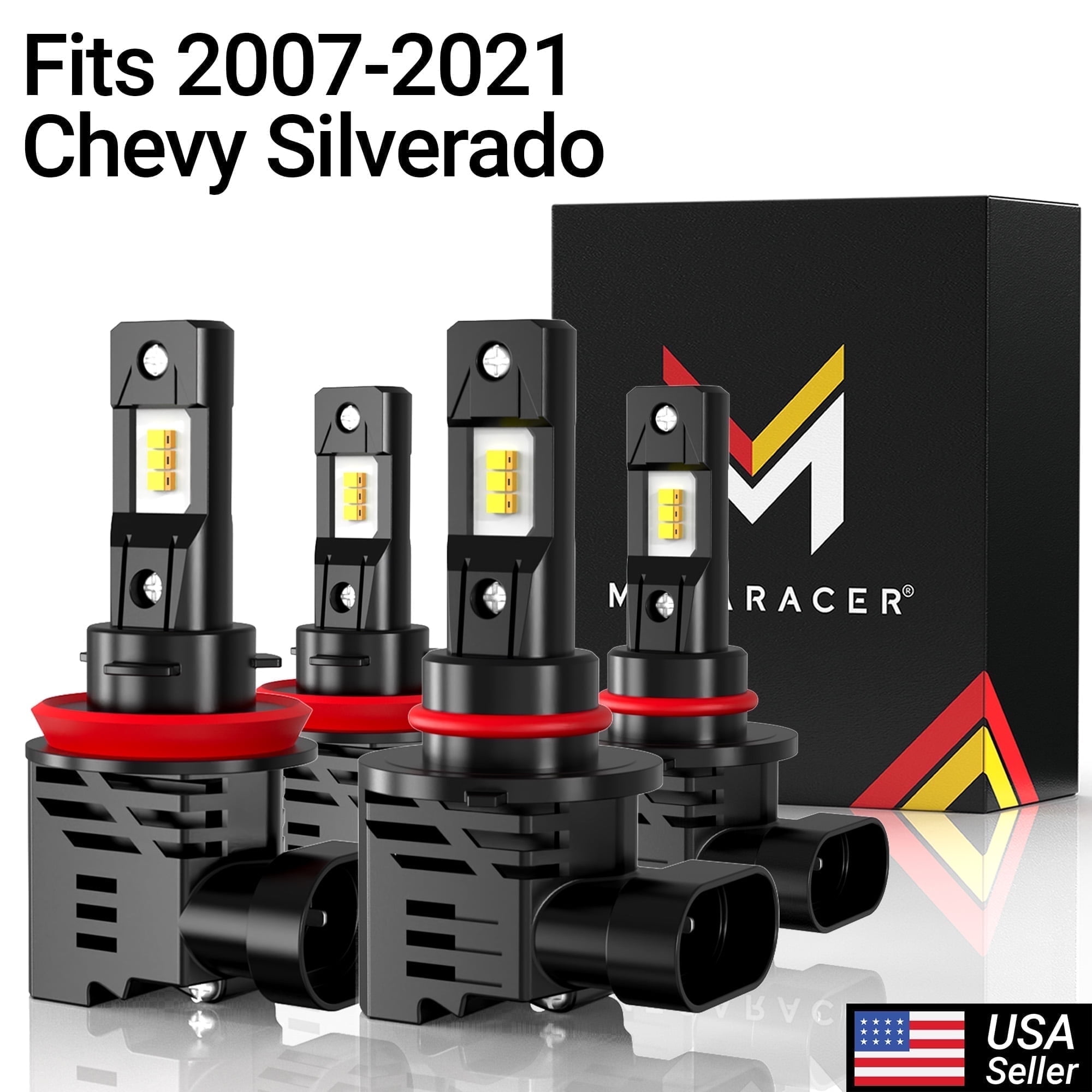 Mega Racer LED Fog Light Bulb Combo Kit, 2007-2021 Chevy Silverado ...