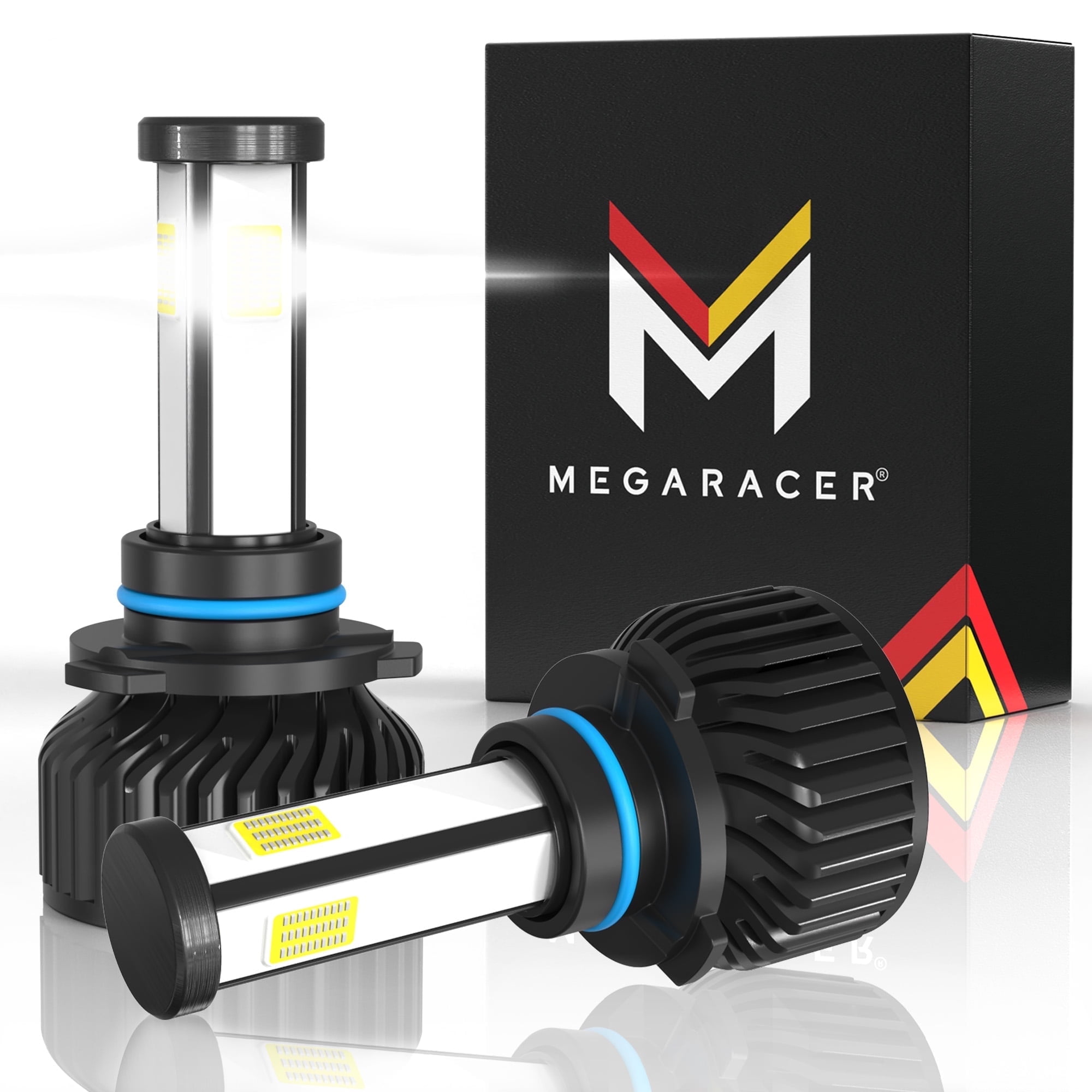 Mega Racer 4 Sided 9006 HB4 Fog Light Bulb 2 PACK - 6000K Bright White ...