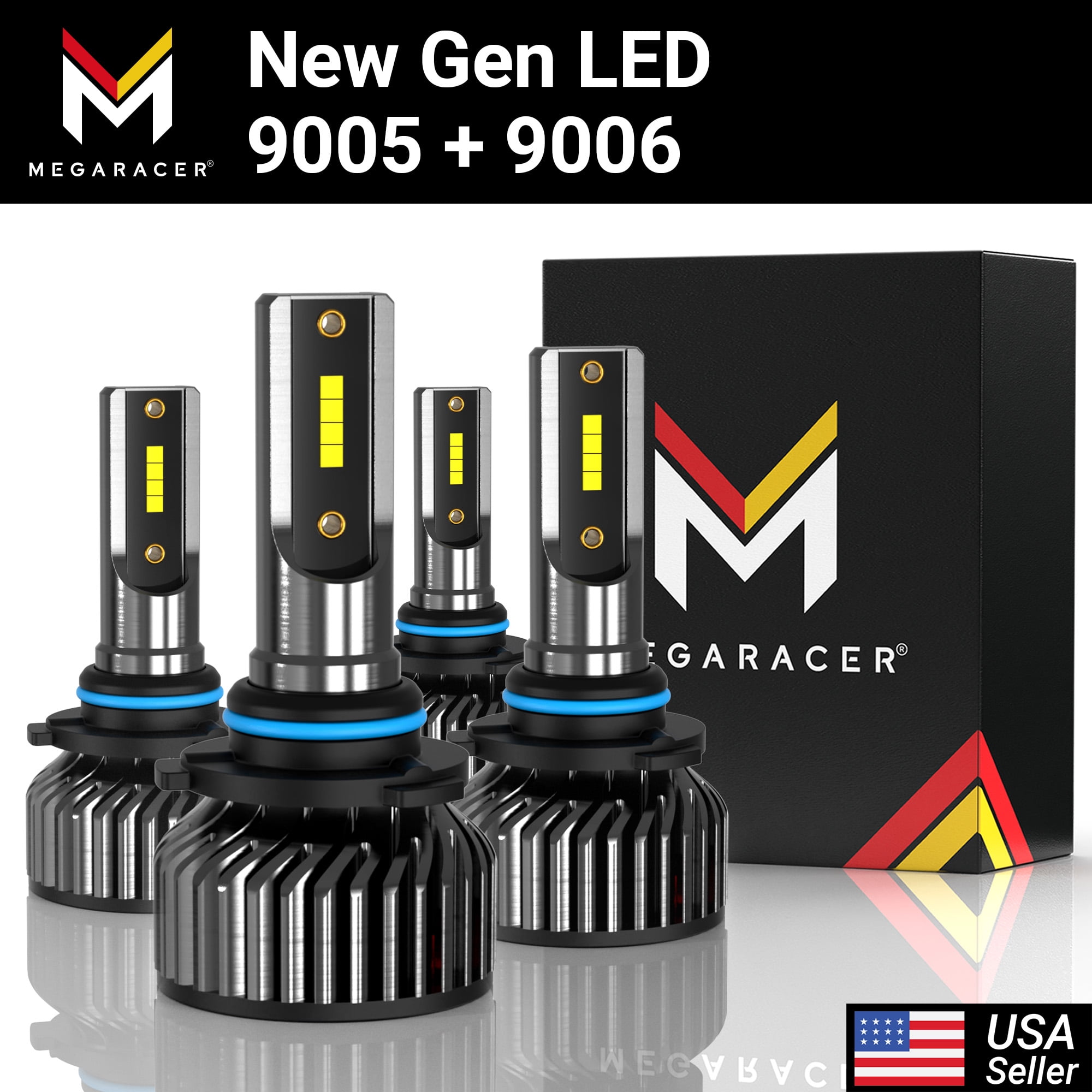 Mega Racer 9005 9006 Combo LED Headlight Bulb Kit- 6000K Bright White ...