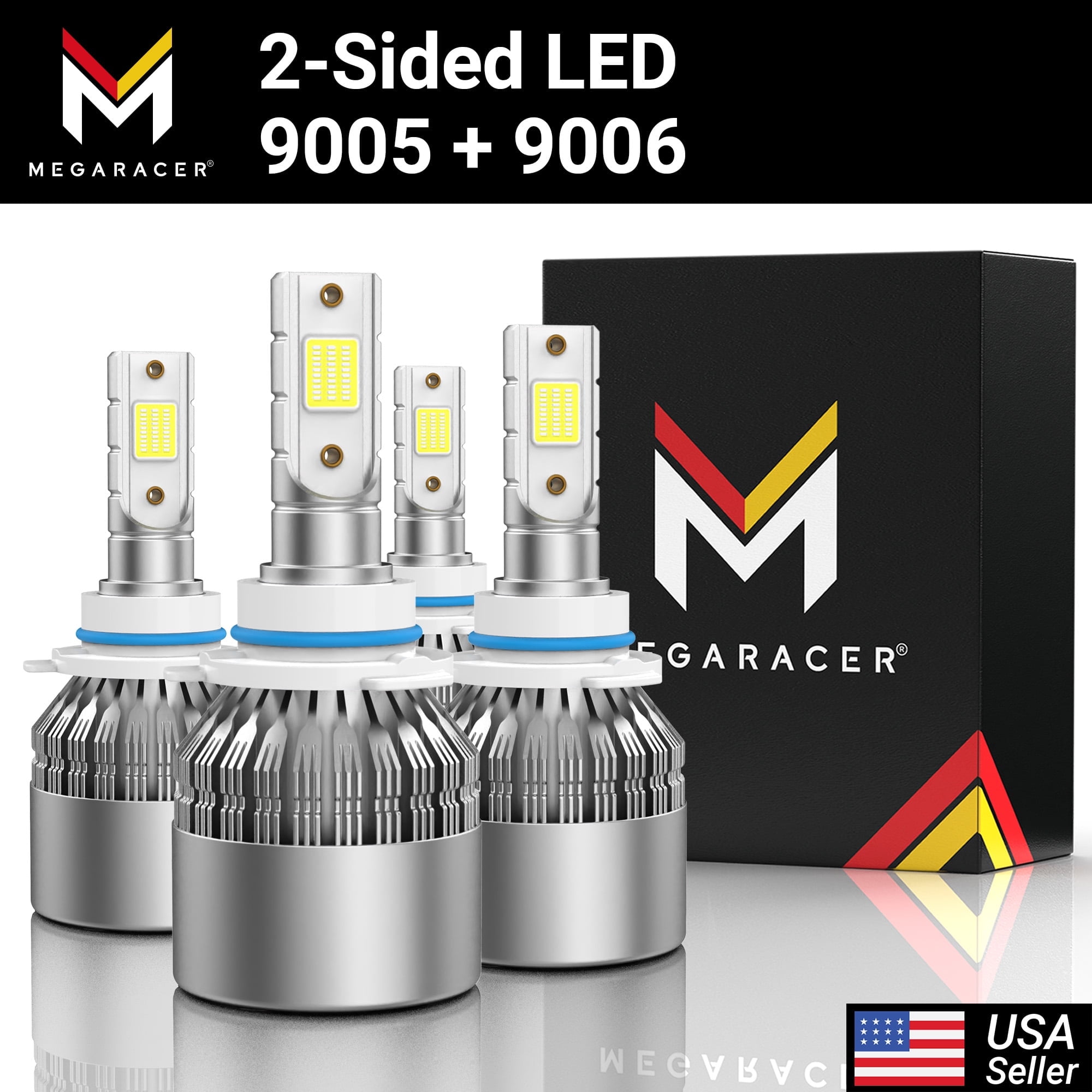 Mega Racer Combo 2 Sided 9005 9006 HB3 HB4 LED Headlight Bulb Kit 4 ...