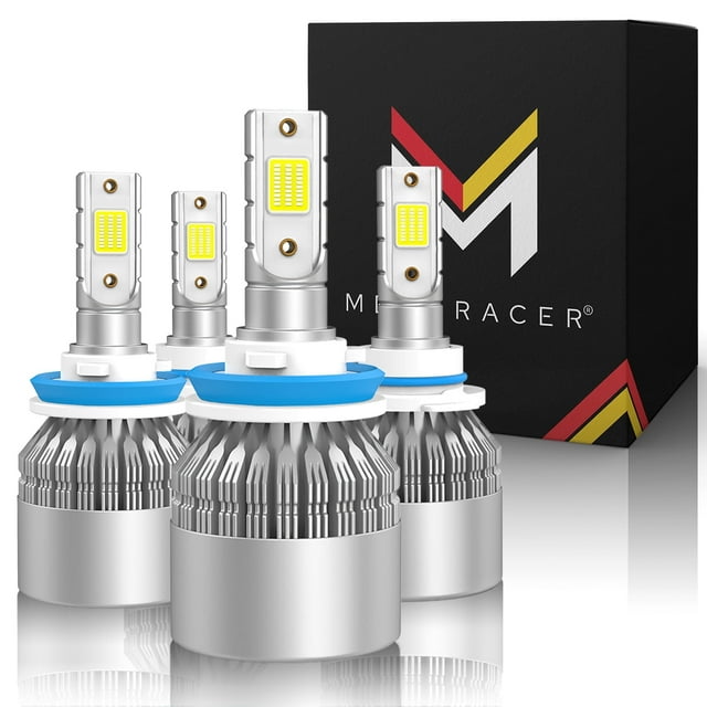 Mega Racer Combo 2 Sided H11 9005 HB3 Fog Light Bulb Kit 4 PACK - 6000K ...