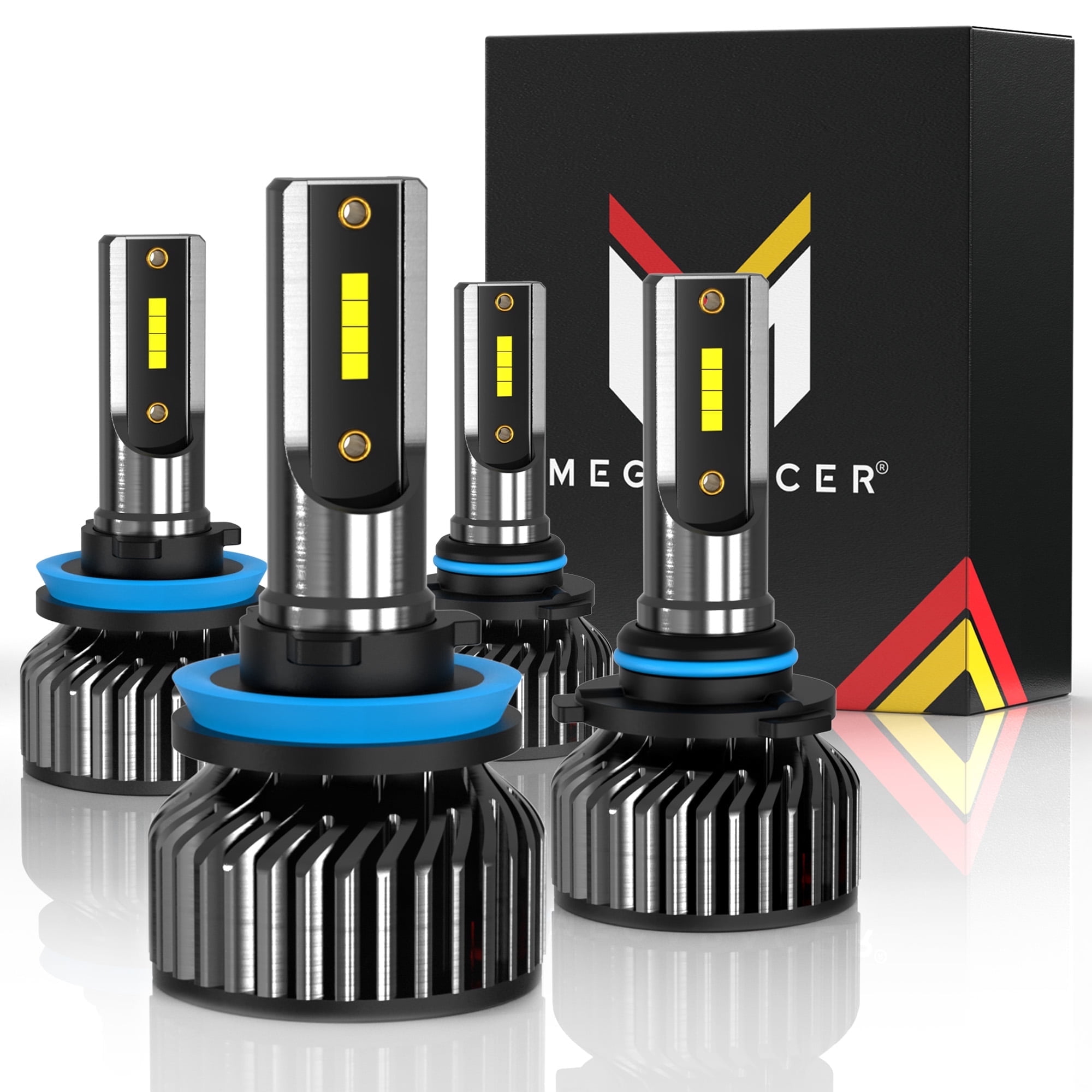 Mega Racer 4 Pack H11 9005 HB3 LED Headlight Bulbs - 6000K, 12V 60W ...