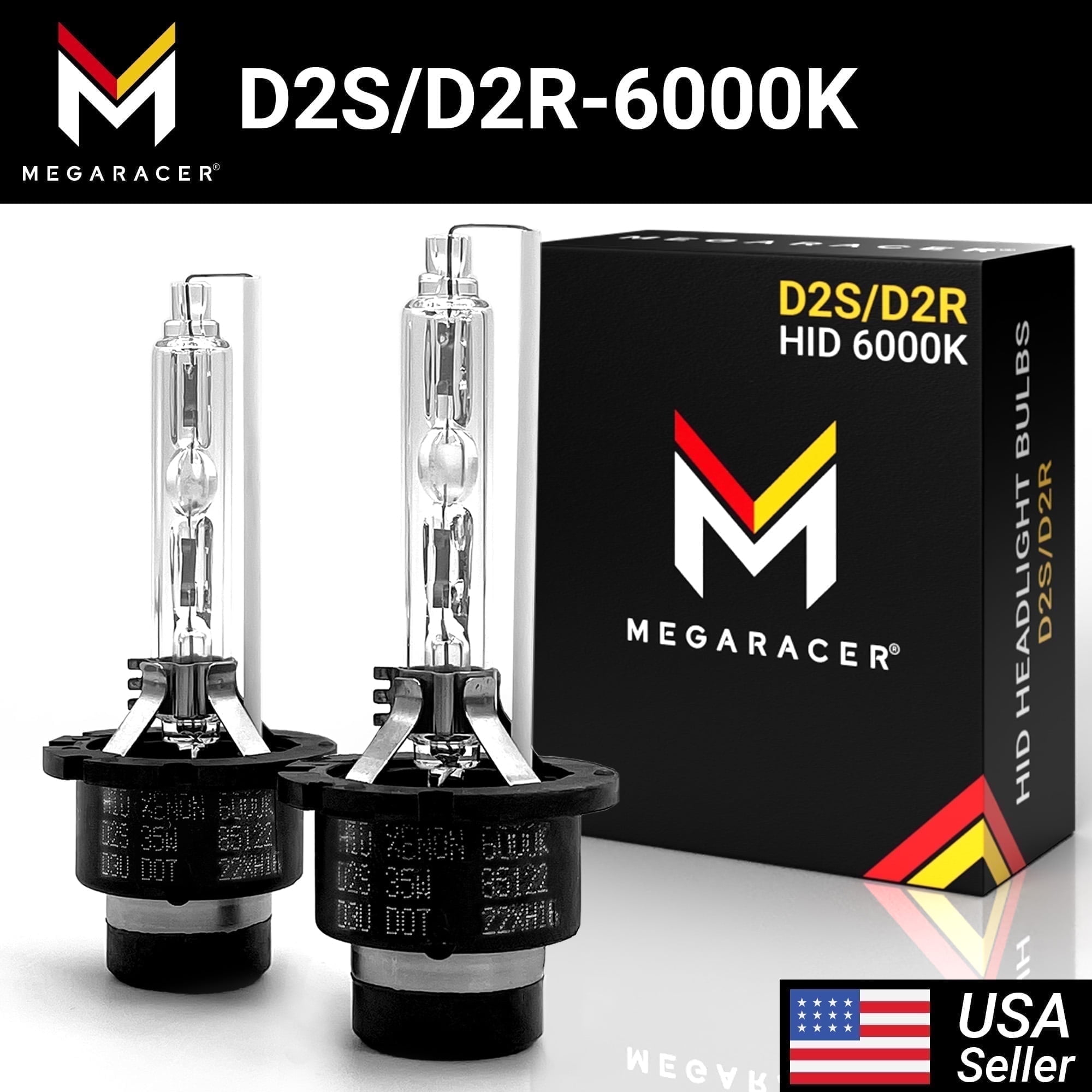Mega Racer D2S Xenon HID Headlight Bulb 6000K Cool White, 4000 Lumens ...