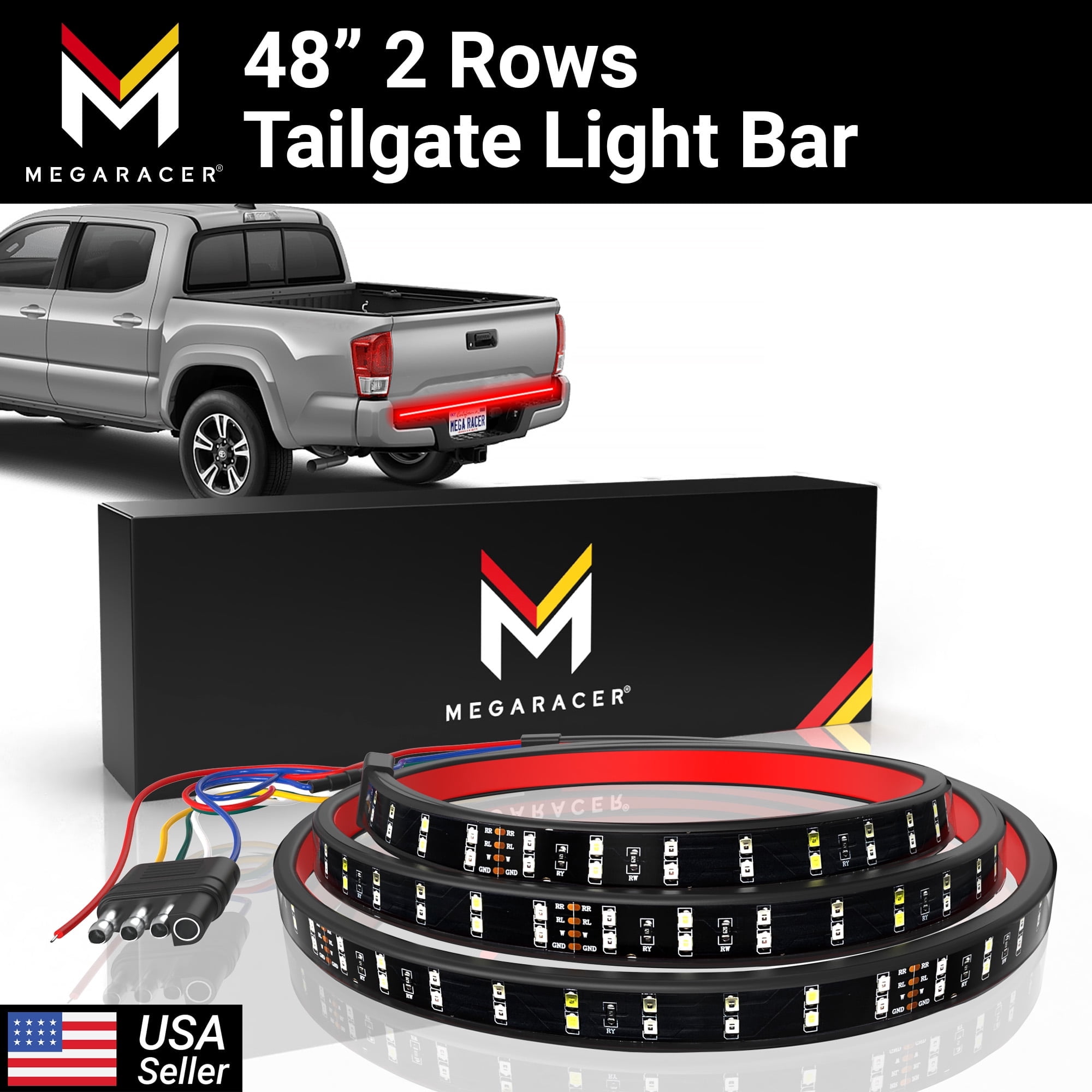 Mega Racer 48 Inch Double Row LED Tailgate Light Bar - Red & White LED ...