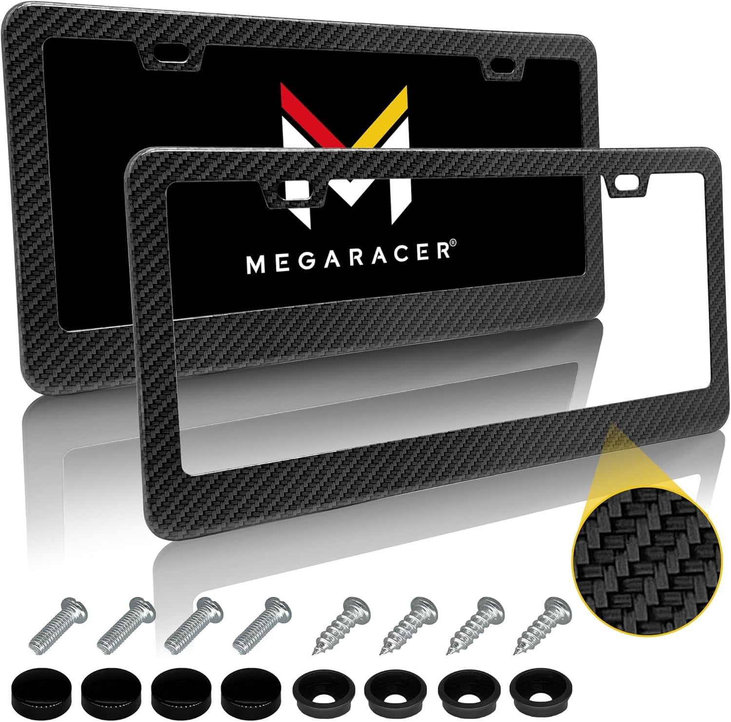 Mega Racer Front And Back License Plate Frames Carbon Fiber Printed ...
