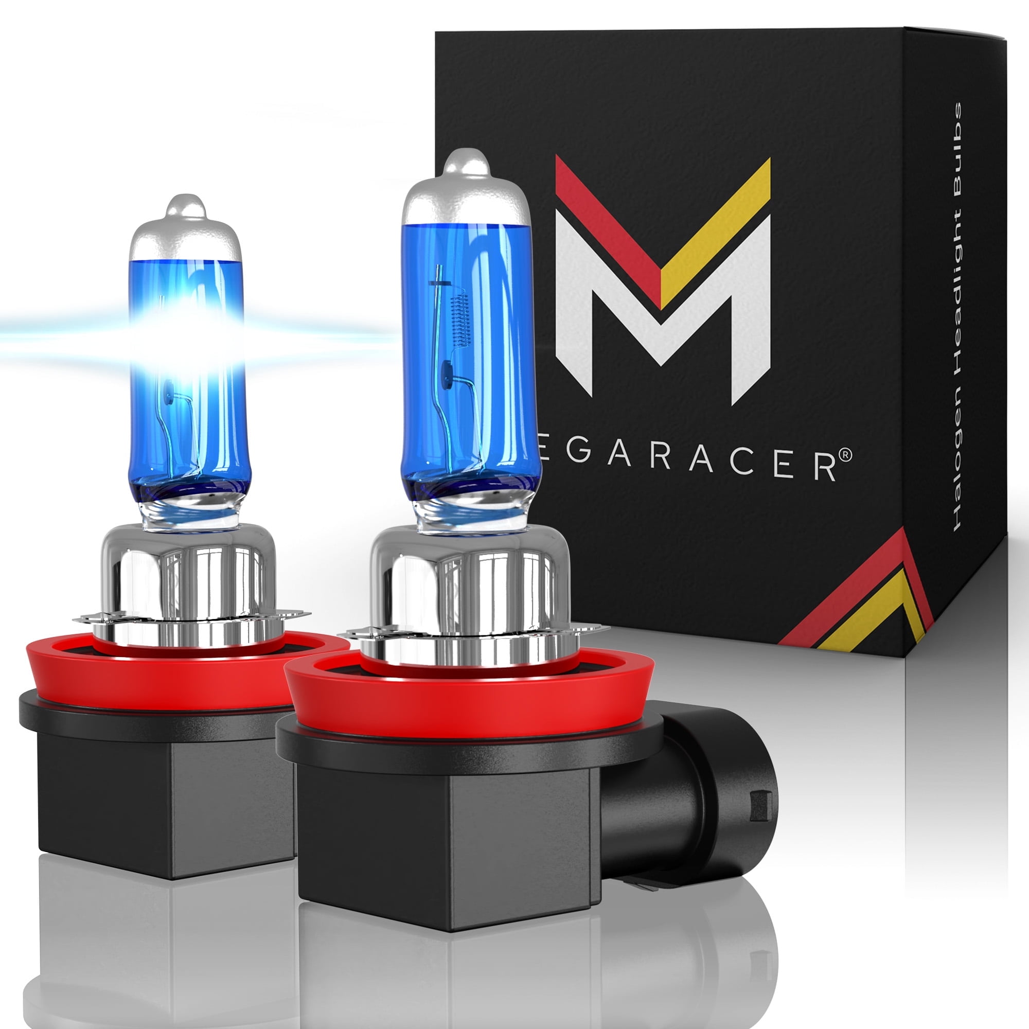 Mega Racer H11 Halogen Headlight Bulb (2 Pack) - 5000K Bright White 55W ...