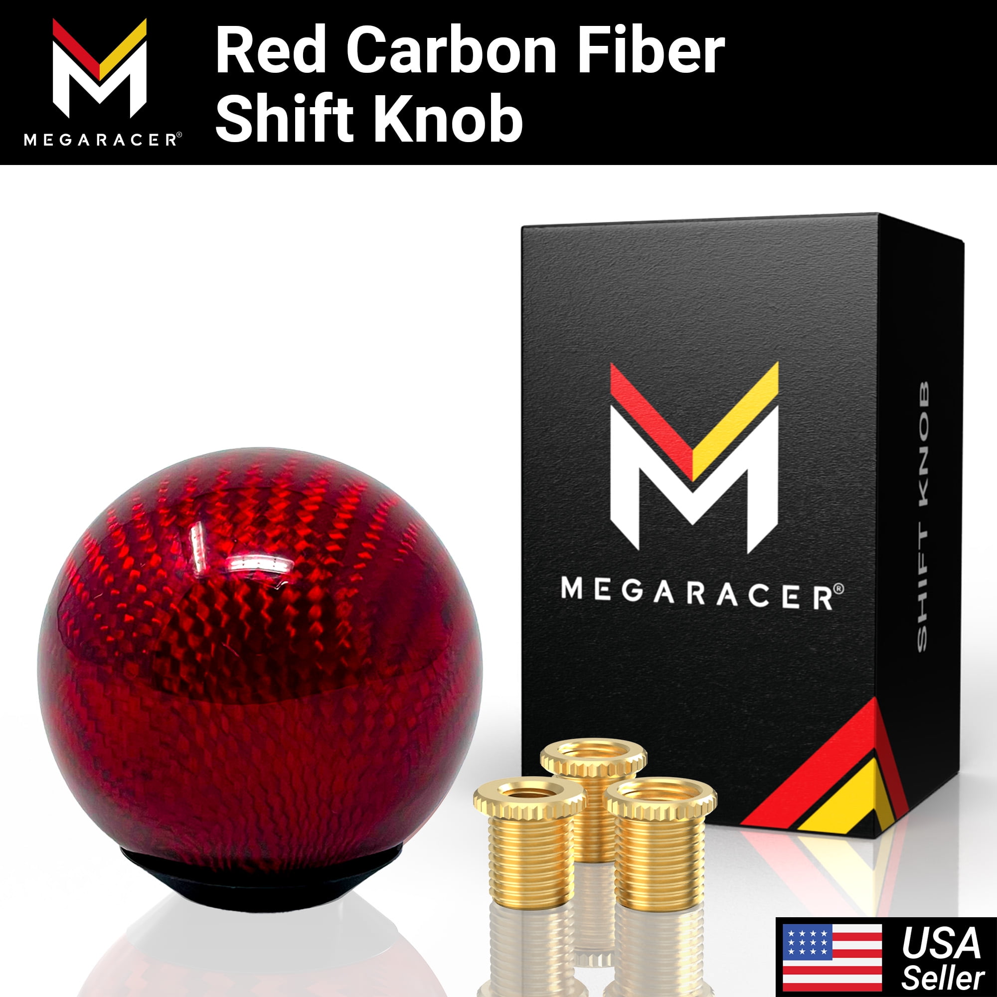 Mega Racer Red Carbon Fiber Manual/Automatic Transmission Shift Knob ...