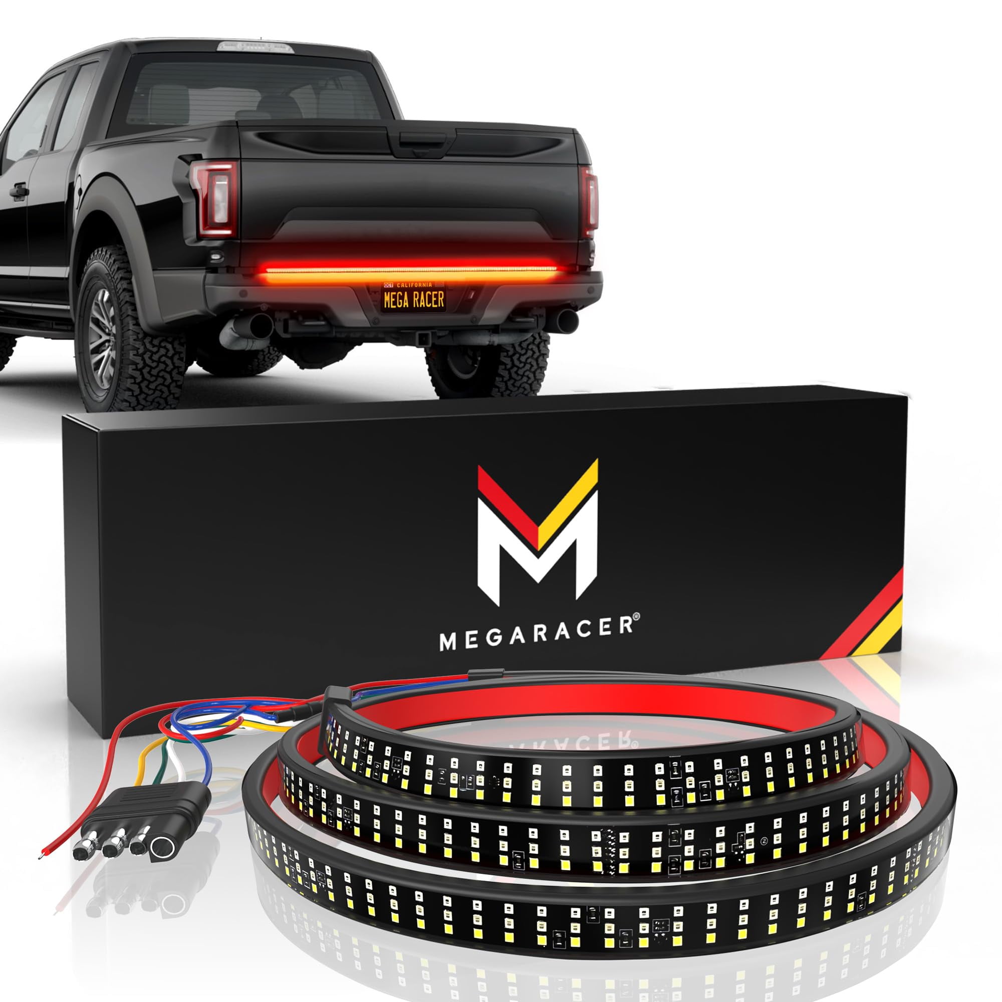 Mega Racer Triple Row 60 Inch LED Tailgate Bar for Trucks - 5 Functions ...