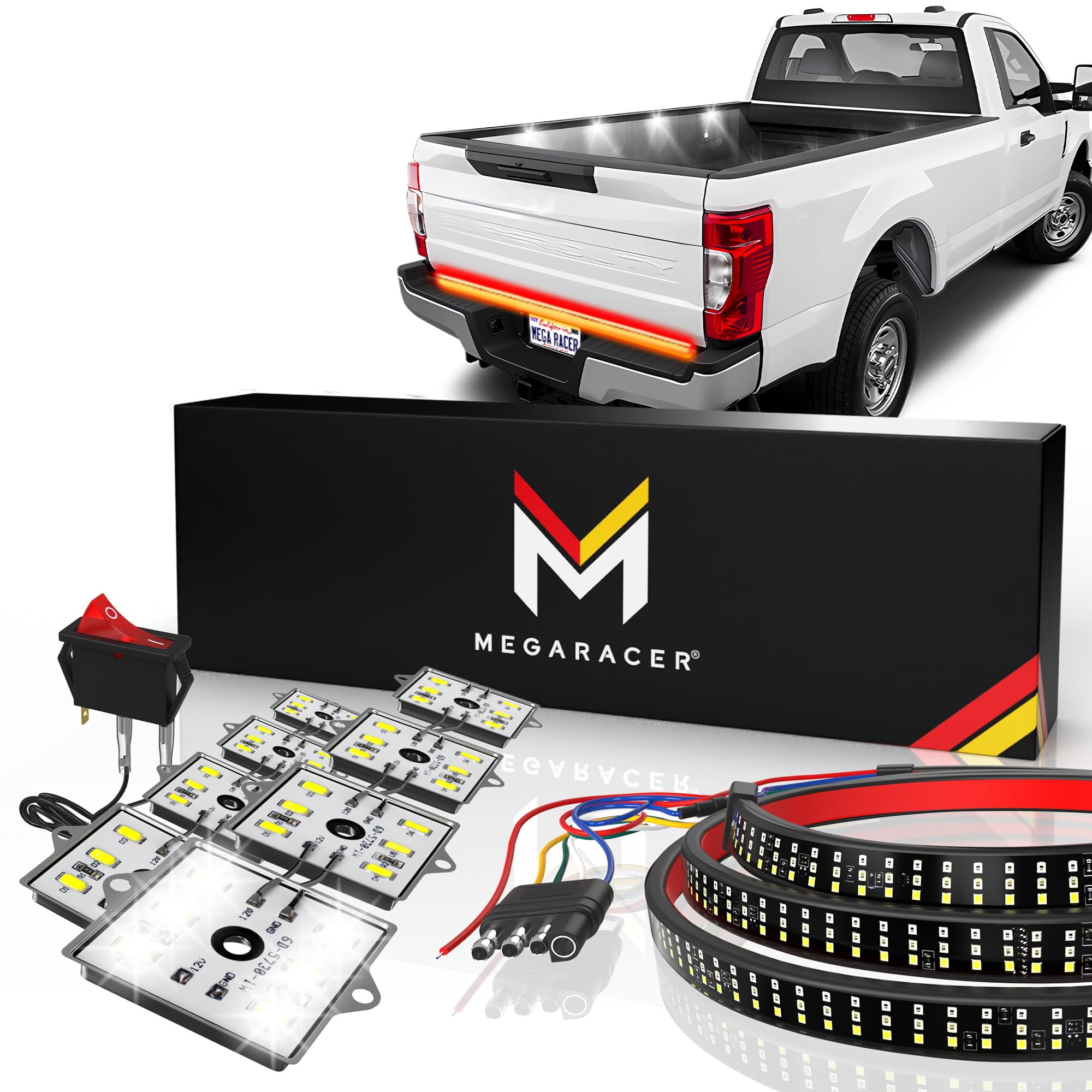 Mega Racer Triple Row IFF17 60 Inch LED Light Bar & Truck Bed Lights ...