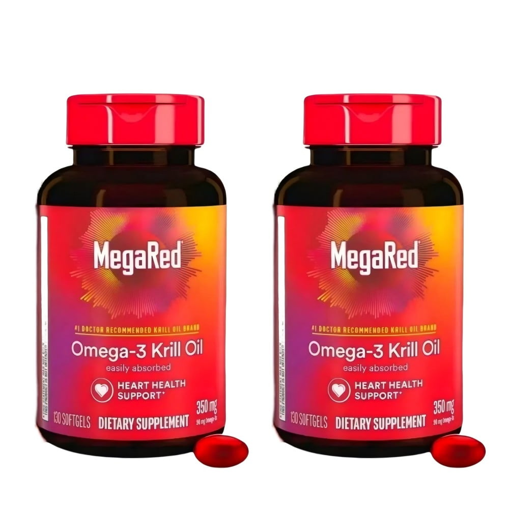 Mega-Red Advanced 350mg Krill Oil Softgels - 130 Capsules, Odorless ...
