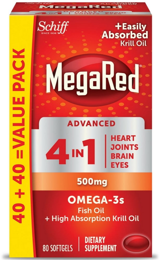 Mega Red Advanced 4in1 500mg, Concentrated Omega-3 Fish & Krill Oil ...