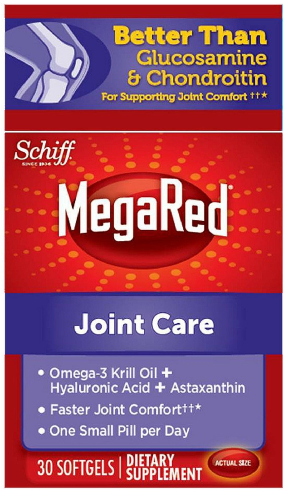 Mega Red Joint Care, Omega 3 Krill Oil, Hyaluronic Acid and Astaxanthin ...