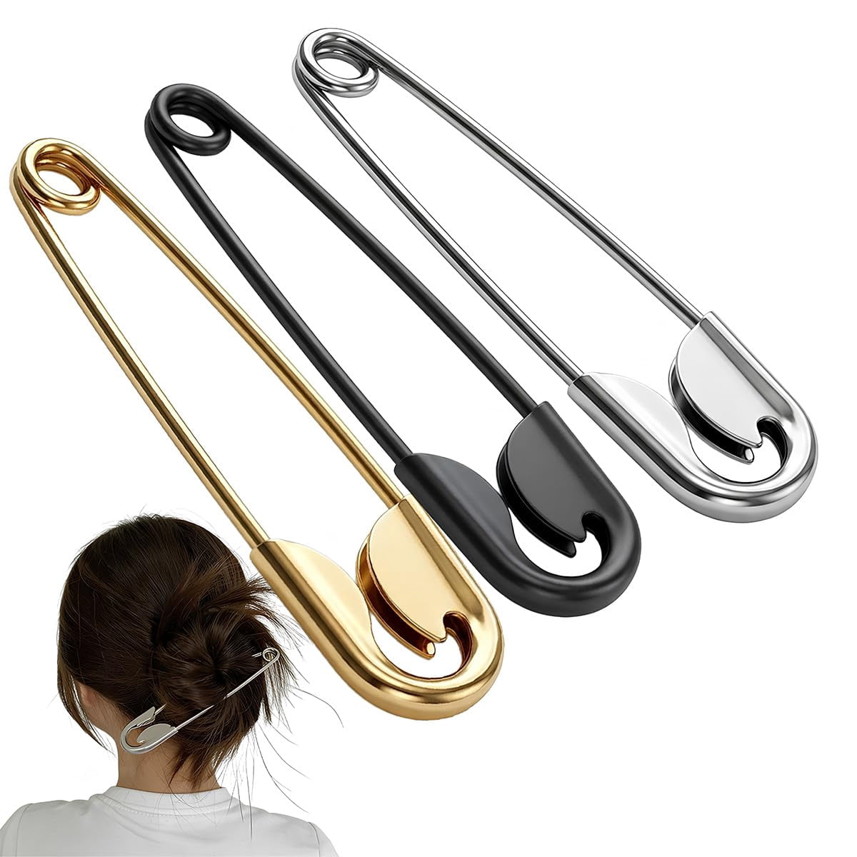 Mega Safety Pin Hair Kit | Large Metal Hair Clip Set for Strong Hold ...