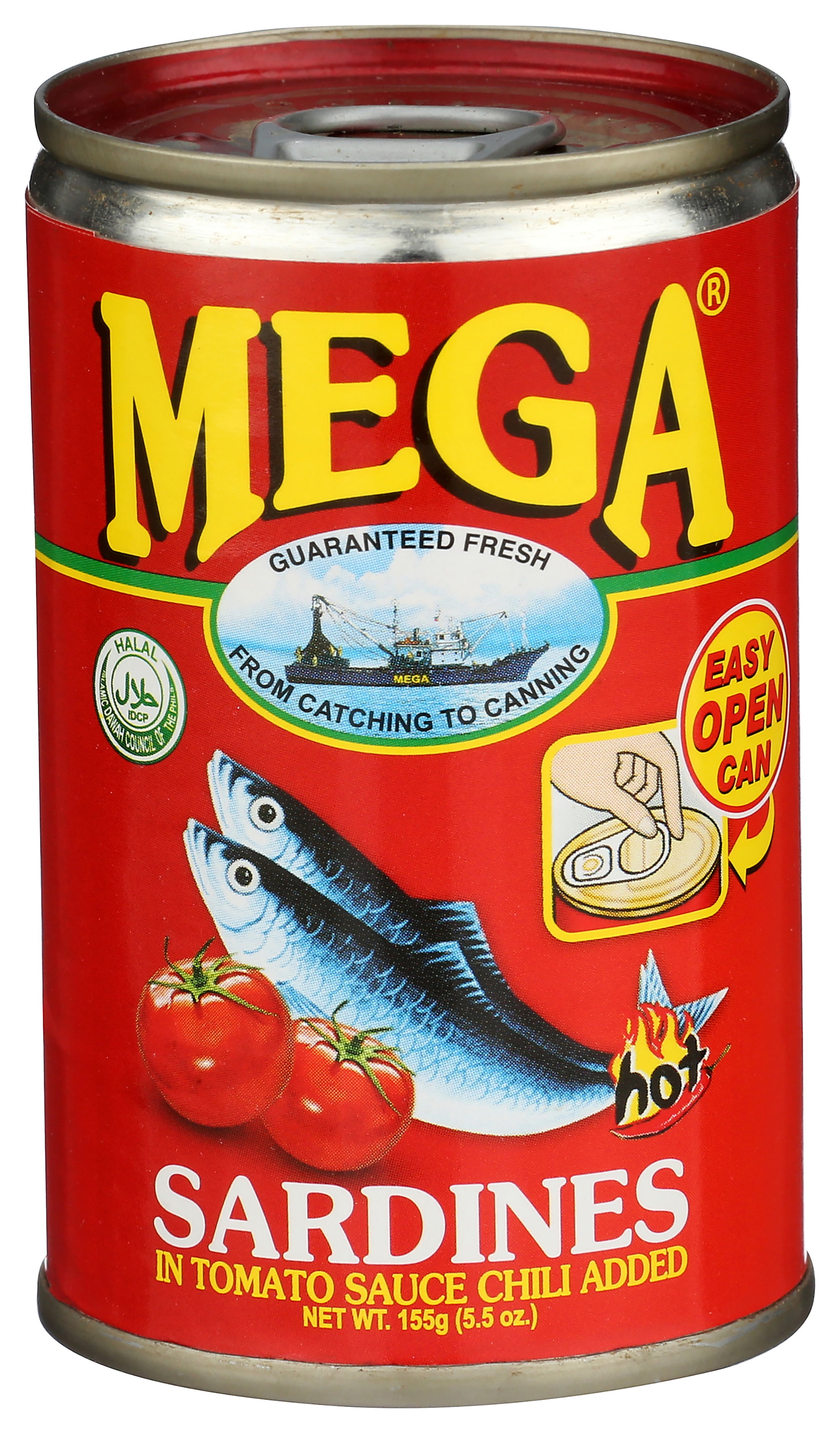 Mega Sardines in Hot Tomato Sauce Chili Added, 5.5 oz Can - Walmart.com