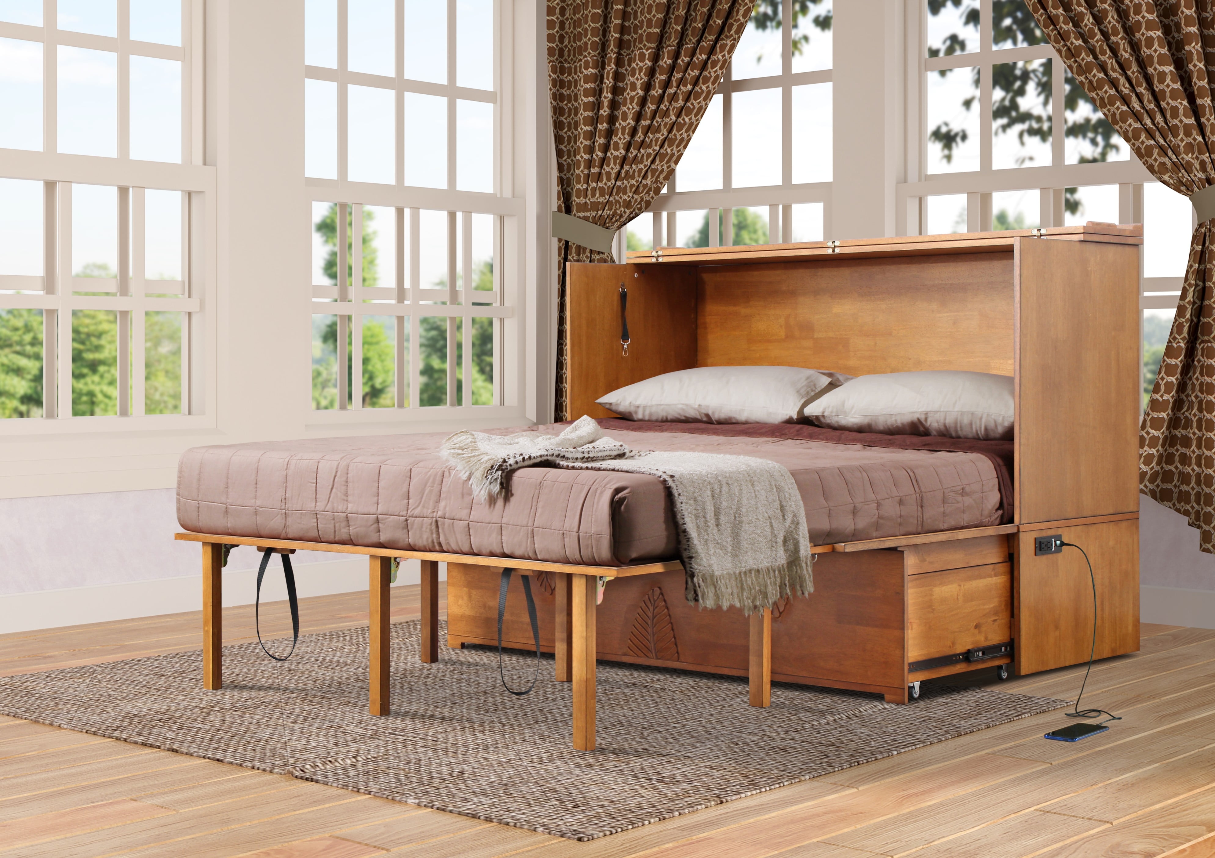 Mega Solutions Natures Dream Murphy Cabinet Chest Bed with Charging ...