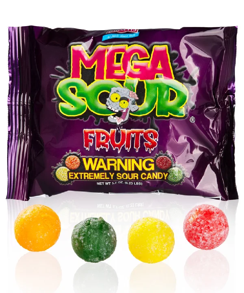 Mega Sour Fruits Hard Candy – Extreme Sour Challenge, 12-Pc Pack (3.7 ...