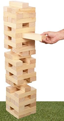 Mega Tumble Tower, 54-Piece Jumbo Pine Blocks Game, Indoor/Outdoor Fun ...