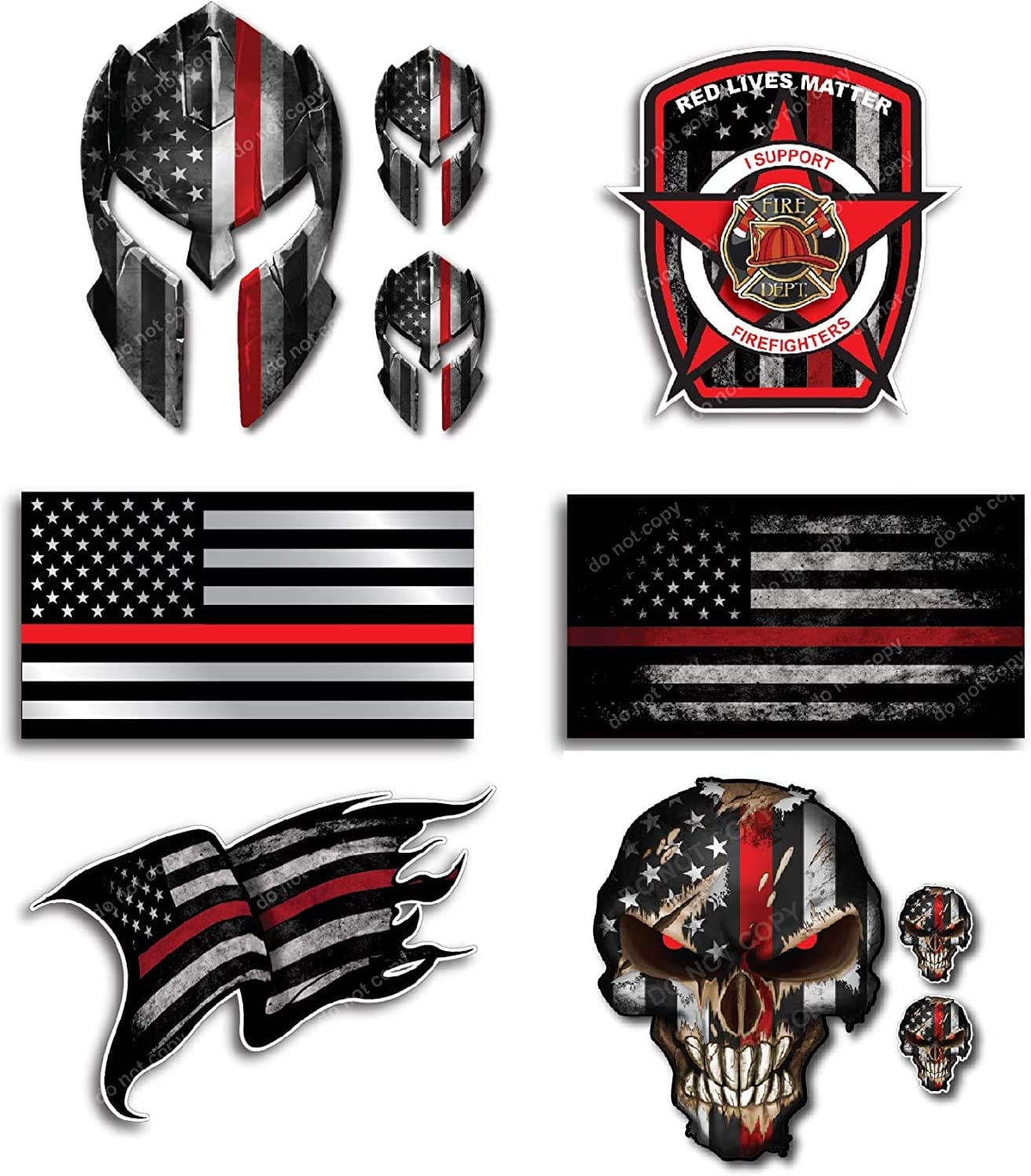Mega Variety Pack of 10 Thin Red Line Firefighter Fire Department Fire ...