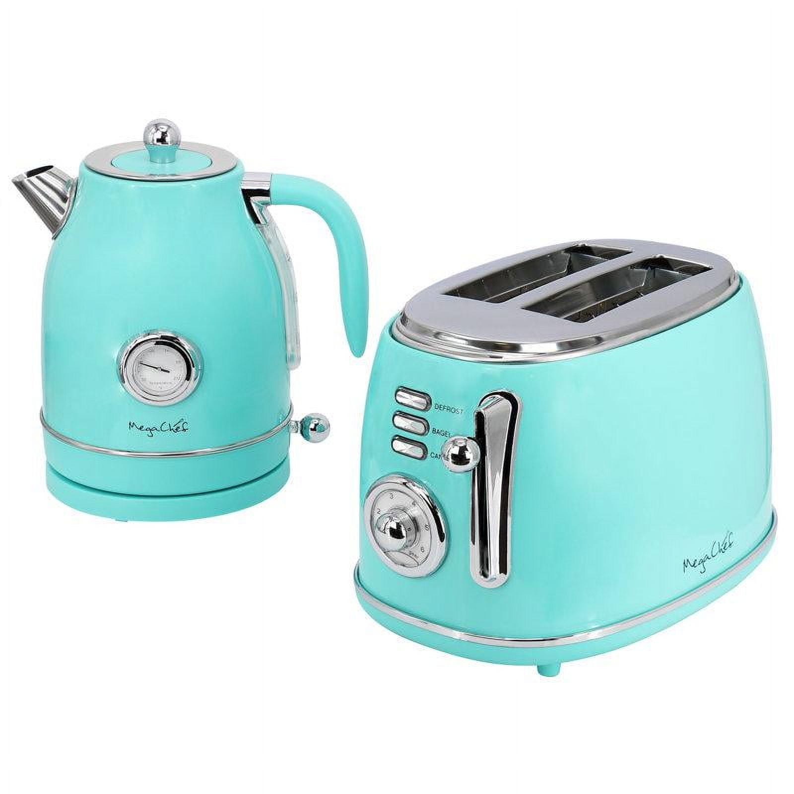 MegaChef 1.7 Liter Electric Tea Kettle and 2 Slice Toaster Combo in ...